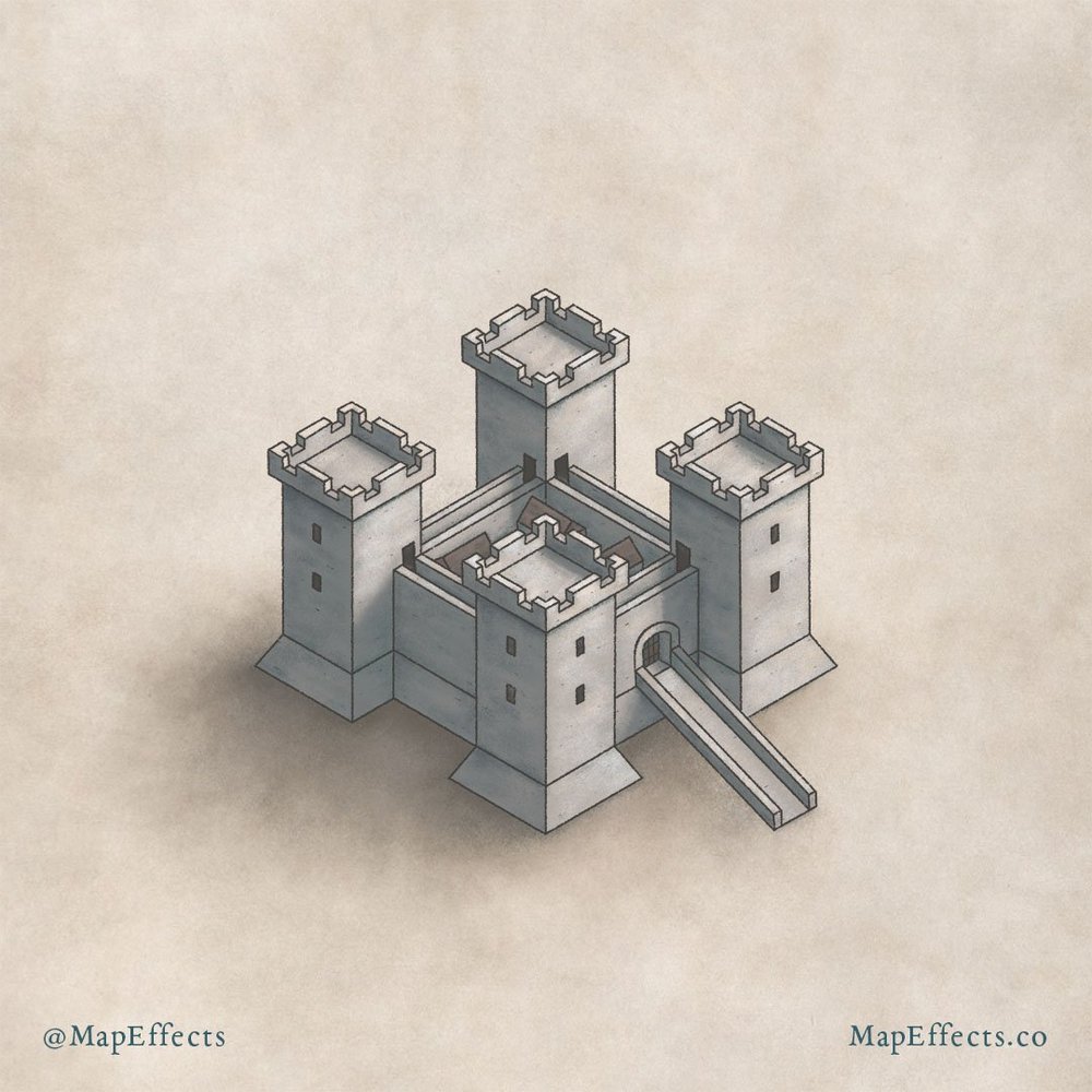 How to Draw an Isometric Castle Icon On Your Fantasy Map — Map Effects