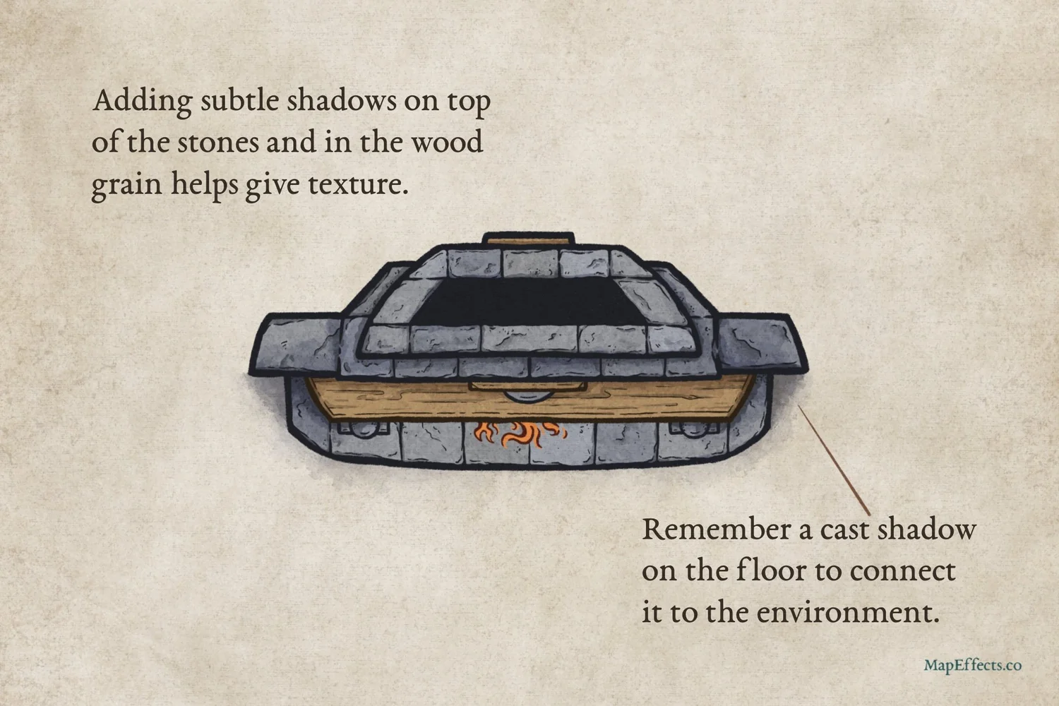 How to Draw a Fireplace on an RPG Interior Map — Map Effects