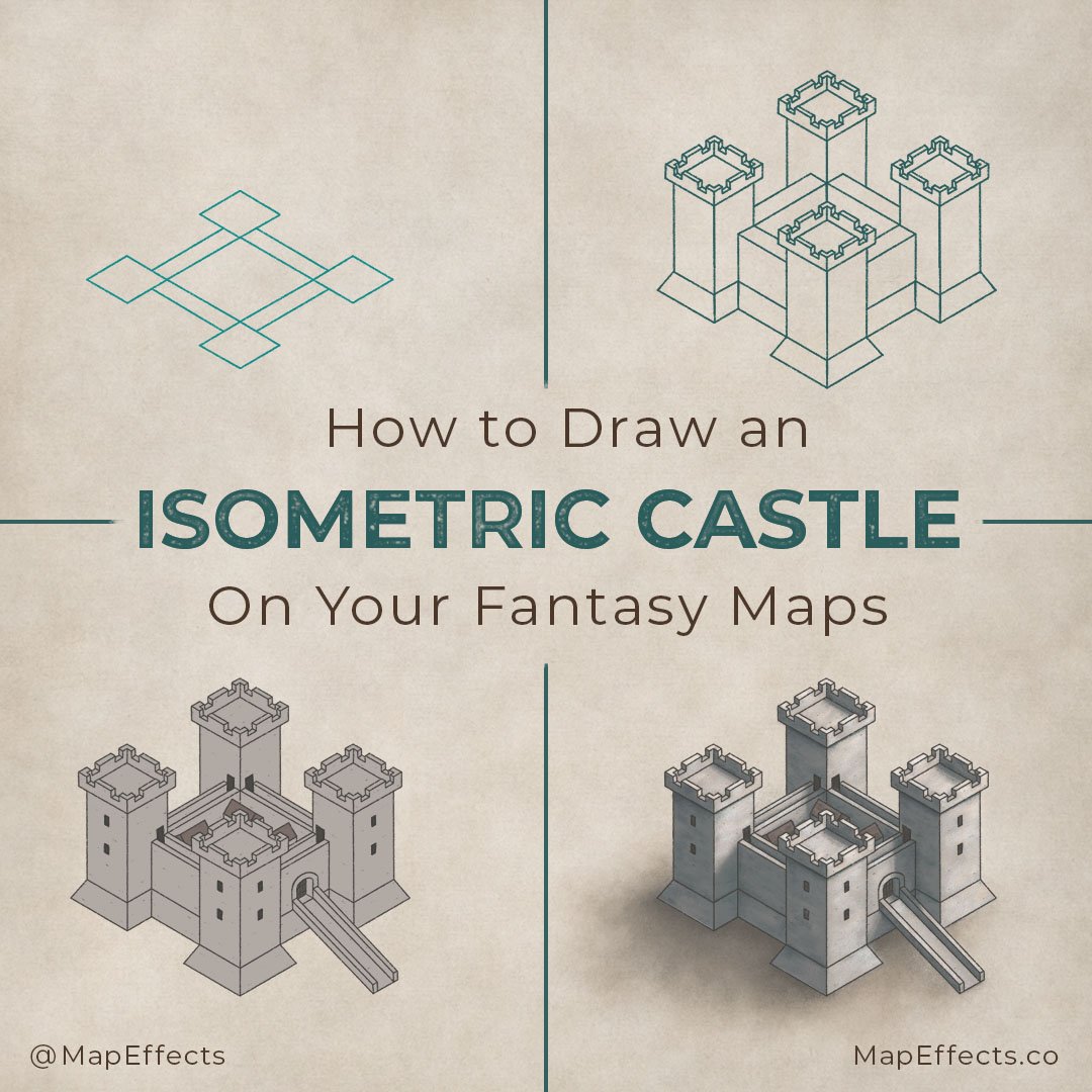 How to Draw an Isometric Castle Icon On Your Fantasy Map — Map Effects