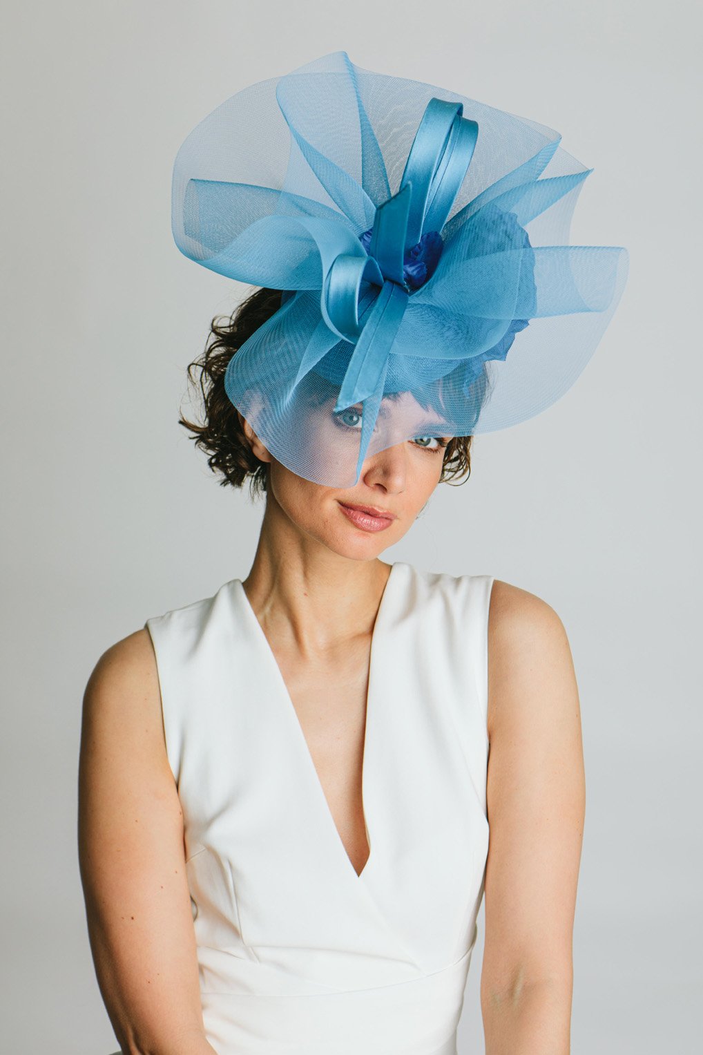 Blue Frilly Rose — John Boyd Hats