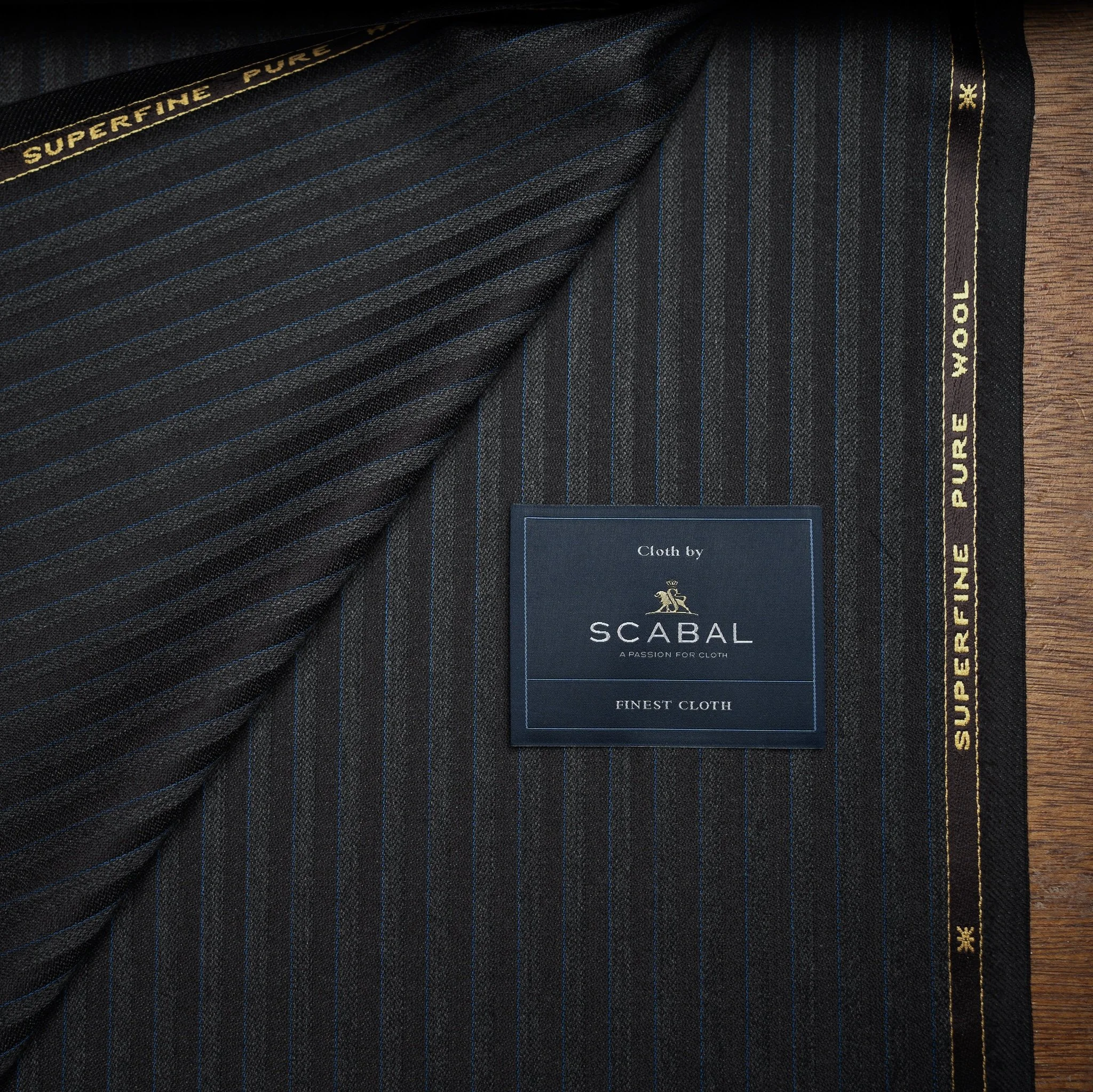 Scabal Super 100s Grey Striped Kid Mohair and Cashmere Suiting ...