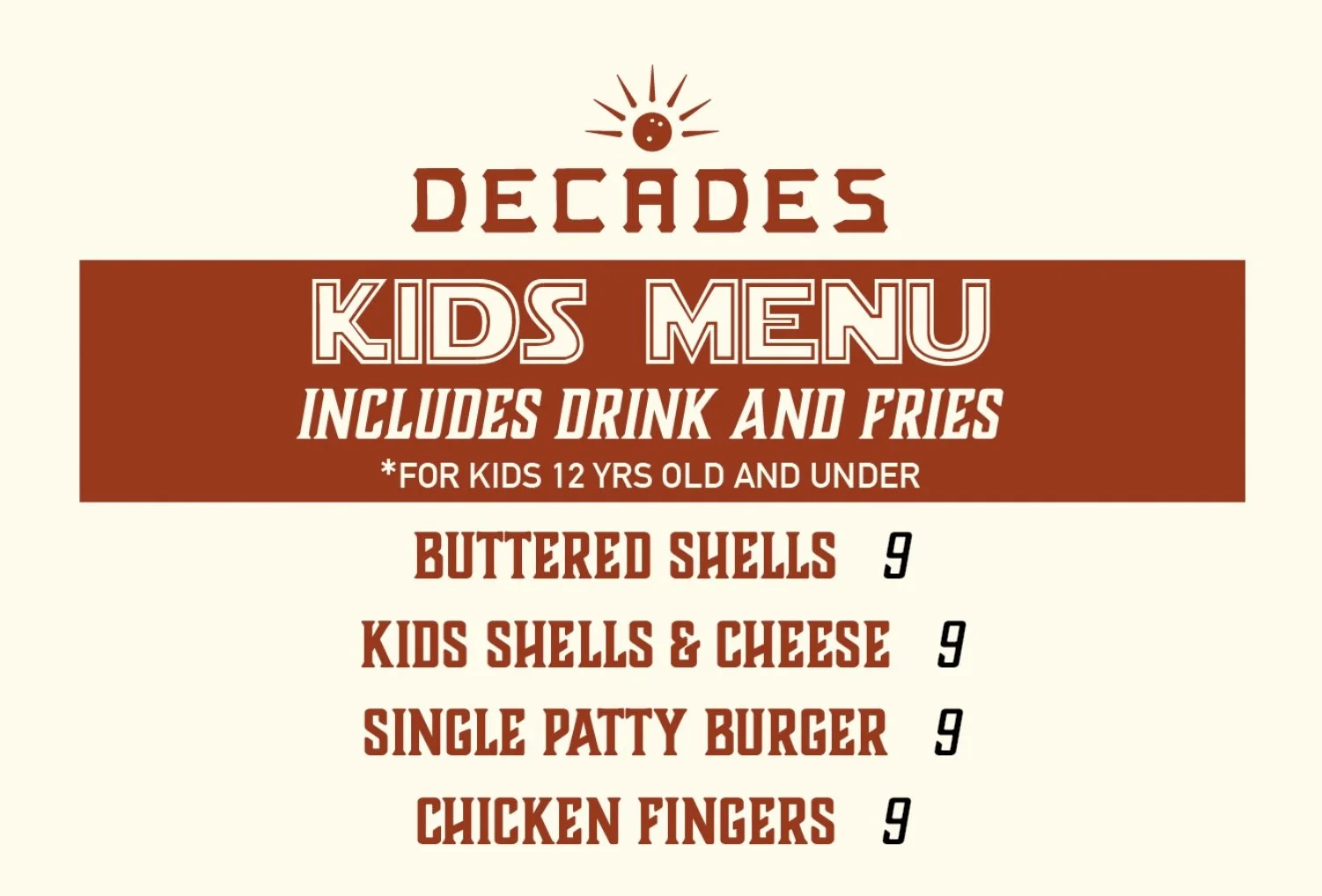 Food Menu — Decades