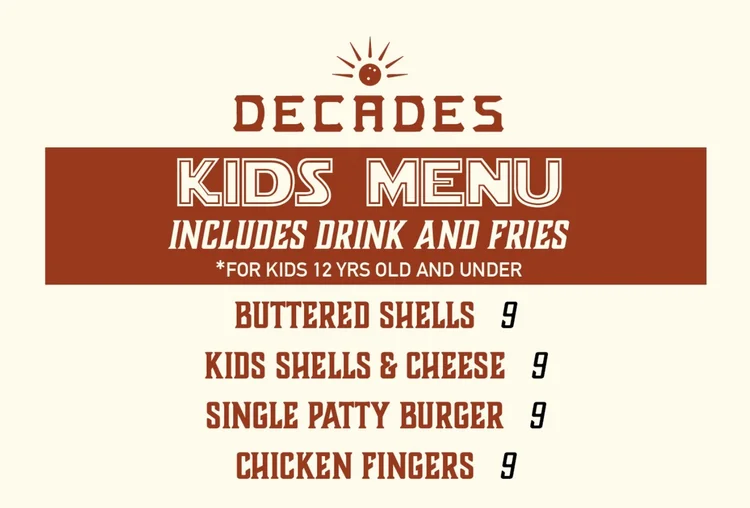 Food Menu — Decades
