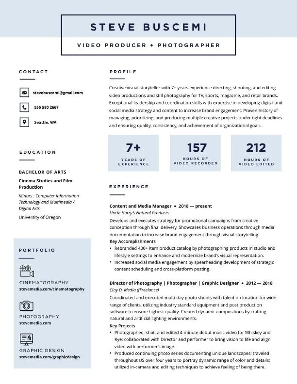 Professional Resume Samples & Designs — Custom Resumes for Creatives ...