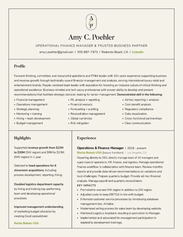 Professional Resume Samples & Designs — Custom Resumes for Creatives ...