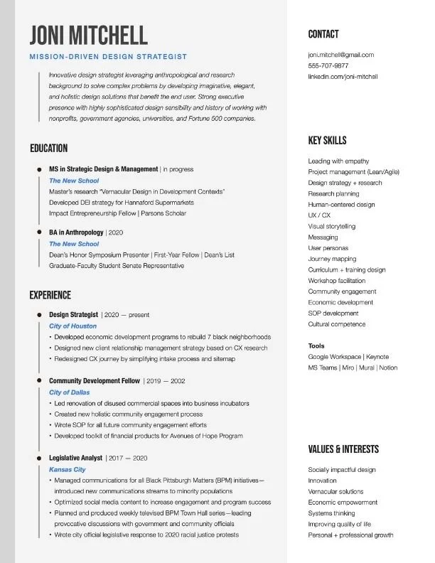 Professional Resume Samples & Designs — Custom Resumes for Creatives ...