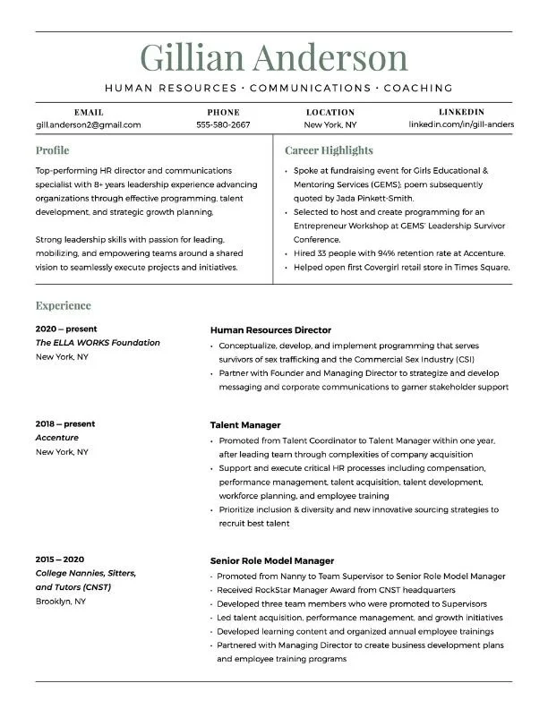 Professional Resume Samples & Designs — Custom Resumes for Creatives ...
