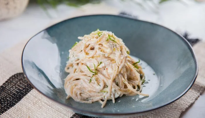 Zesty Ricotta Brown Rice Spaghetti — Good Chef Bad Chef