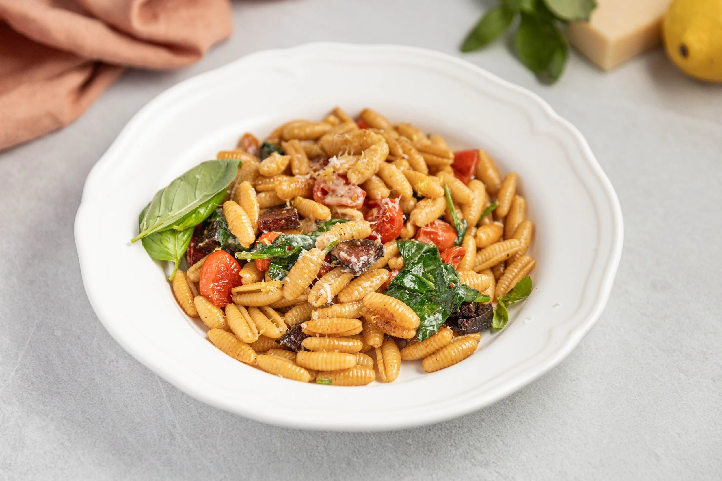 Salami Gnocchi Sardi with Cherry Tomatoes — Good Chef Bad Chef