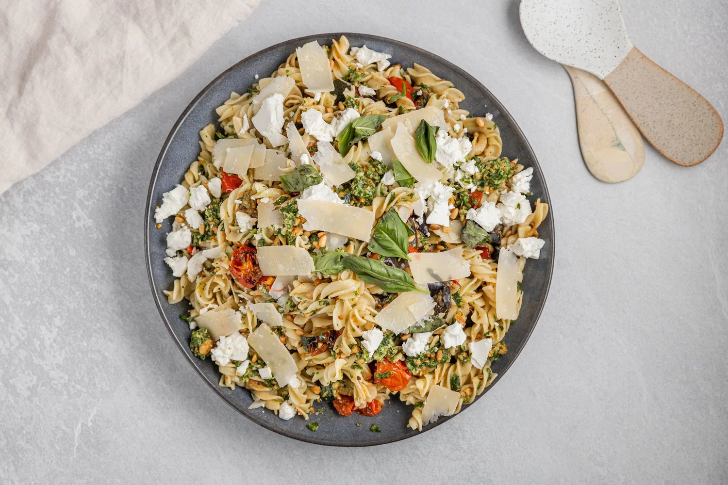 Roast Veggie Pasta Salad with Rocket Basil Pesto — Good Chef Bad Chef