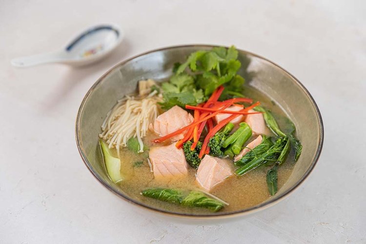 Poached Salmon in Miso Broth — Good Chef Bad Chef
