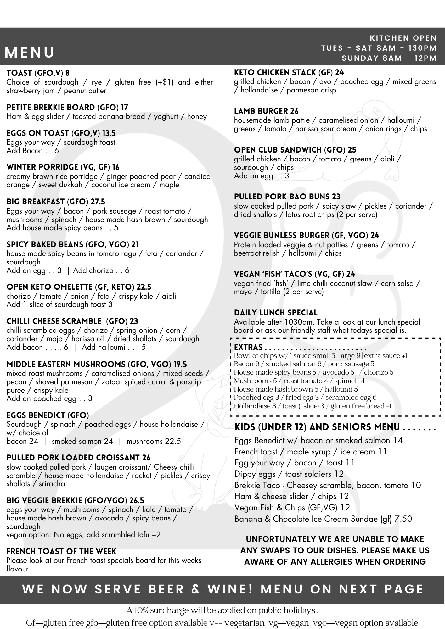 Menu — 2 Pugs Coffee & Kitchen