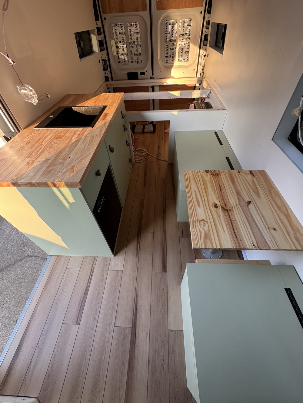 DIY Camper Van Kitchen Table and Butcher Block Countertop Installation ...