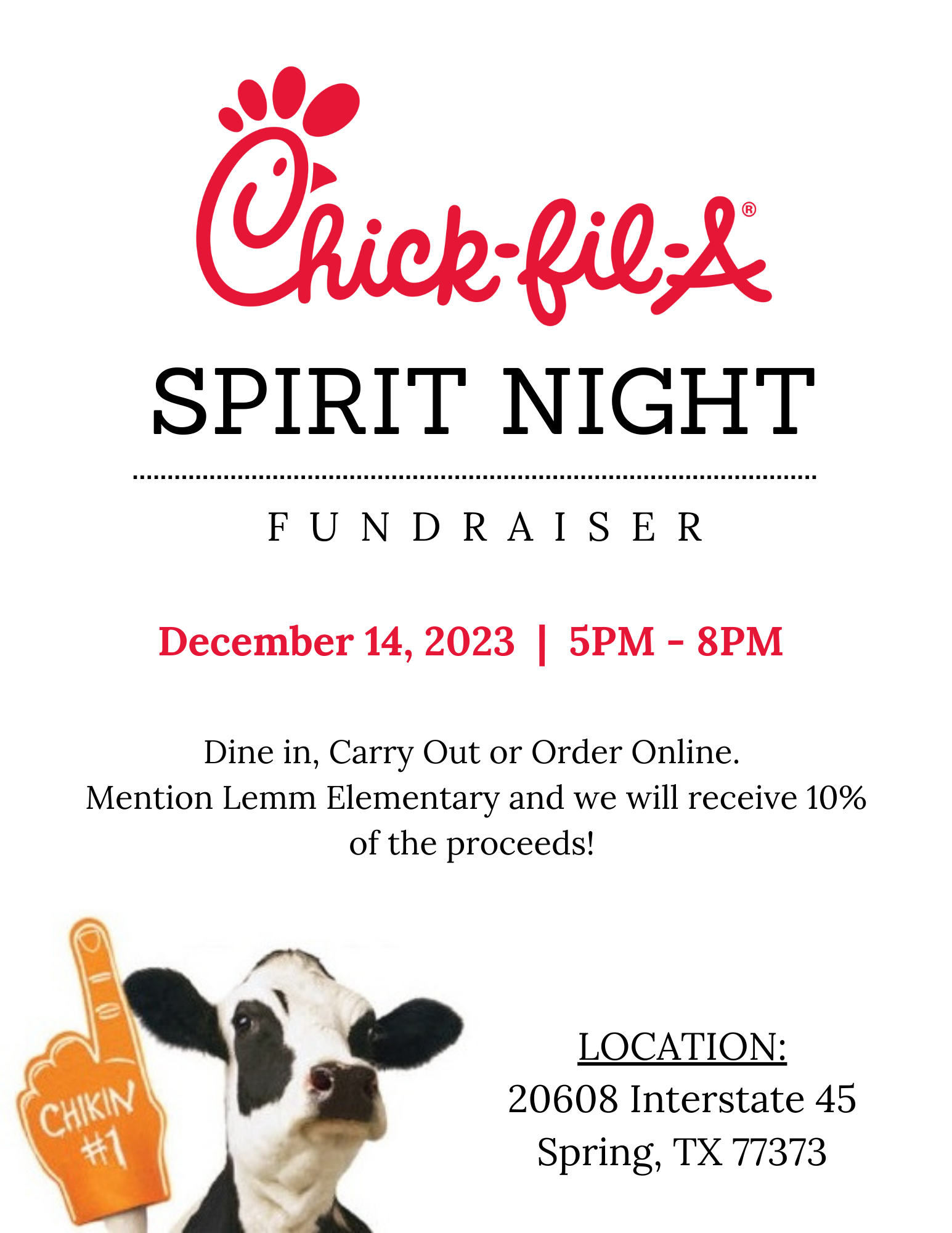 Chick Fil A Spirit Night — LEMM ELEMENTARY PTO