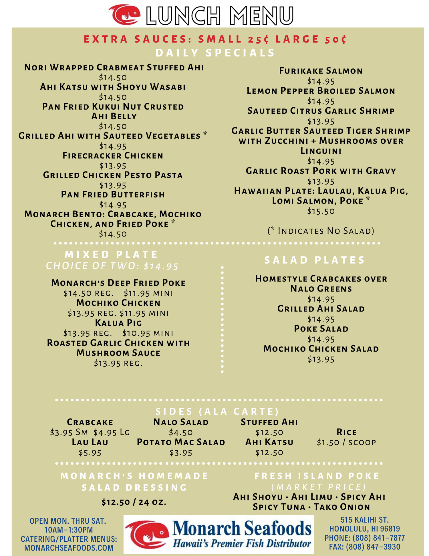 Menu 1 — Monarch Seafoods