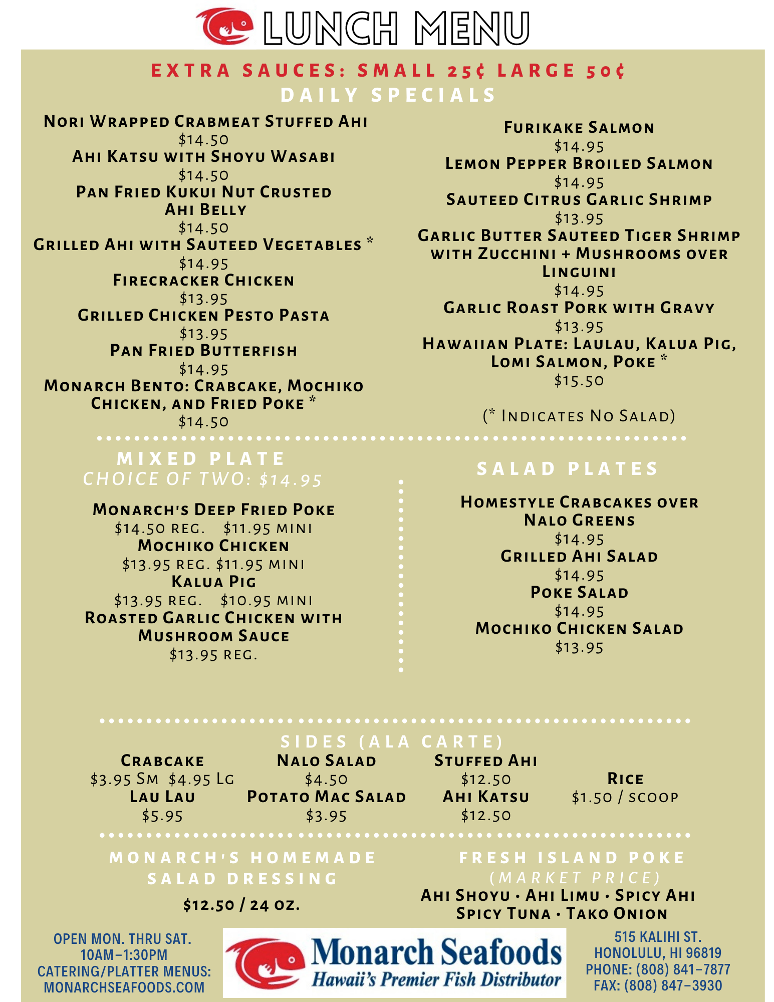Menu 1 — Monarch Seafoods