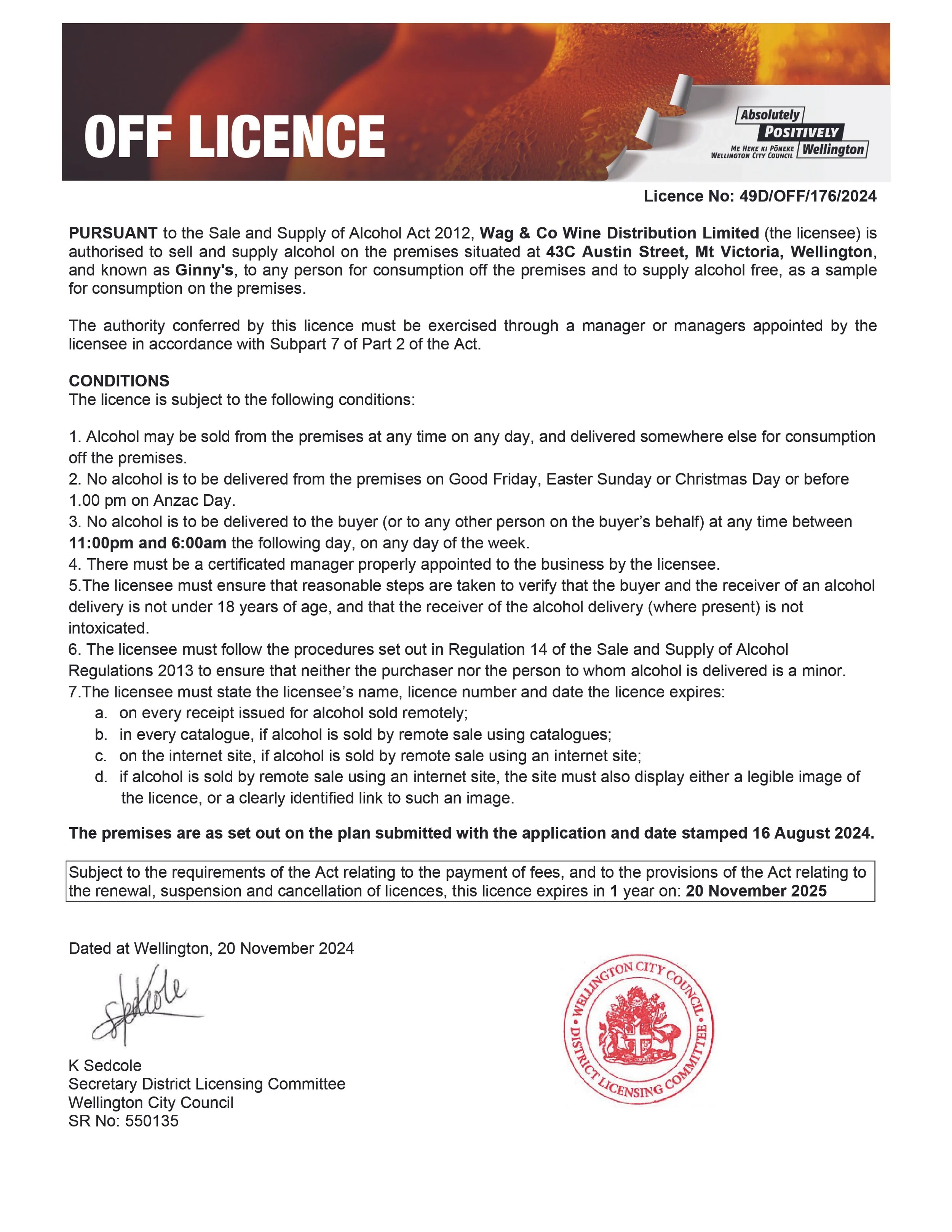 Liquor Licence | Ginny's — Ginny's | Buy Premium Family Owned Wines ...