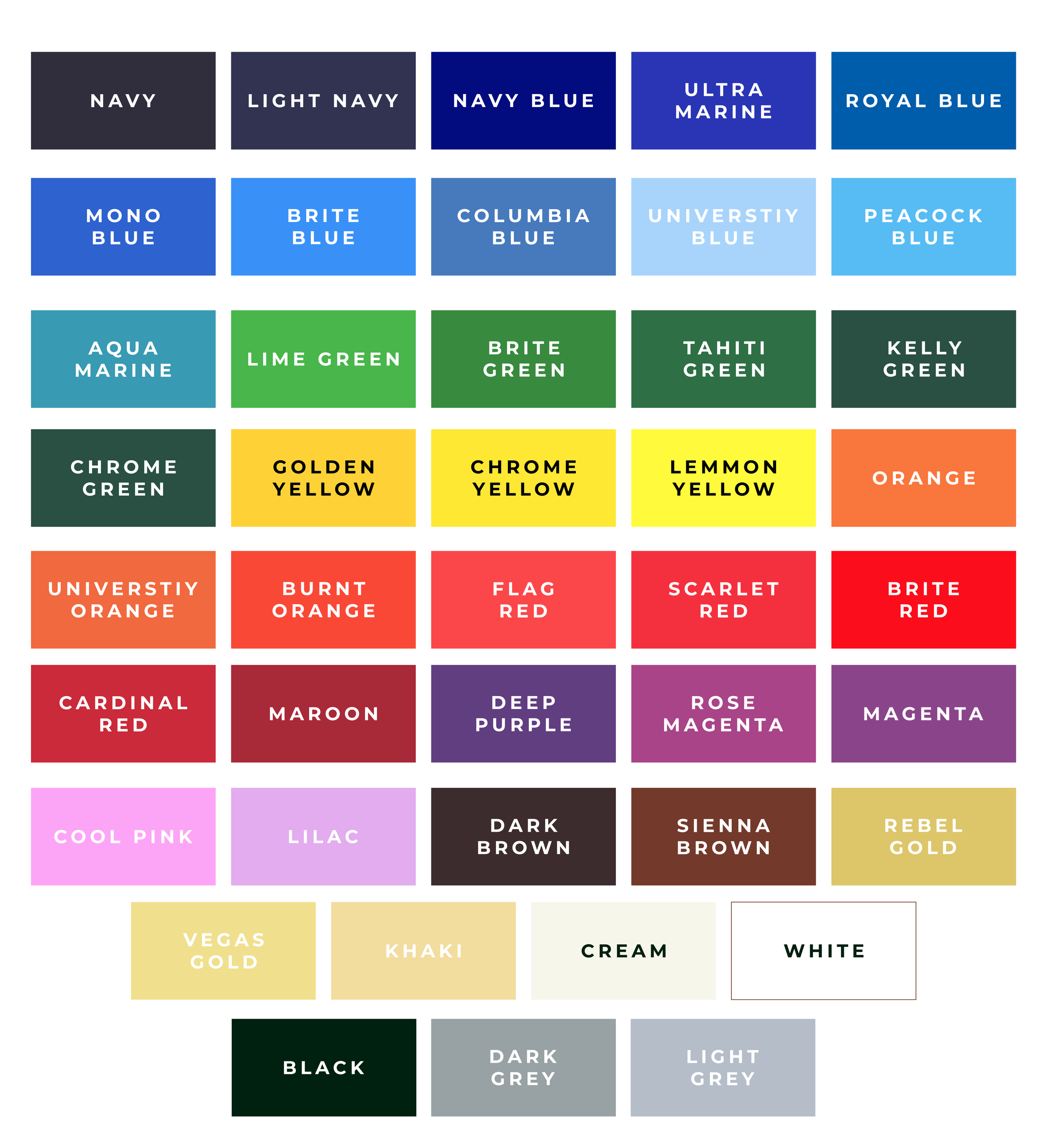 COLOR CHART — milkman creative co.