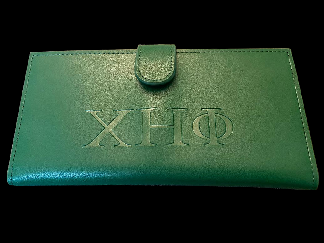 Chi Eta Phi Leather Checkbook Wallet — Greek Galleria