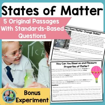 States of Matter & Matter: Reading Comprehension Passages and Questions ...