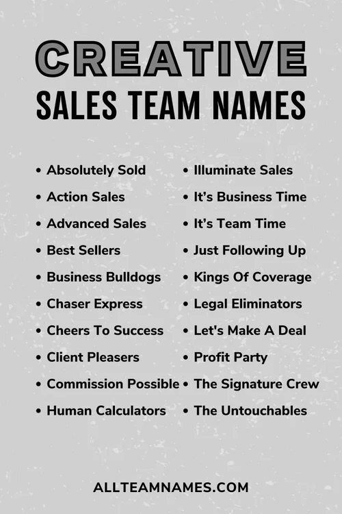 579 Successful Sales Team Names (By Category)