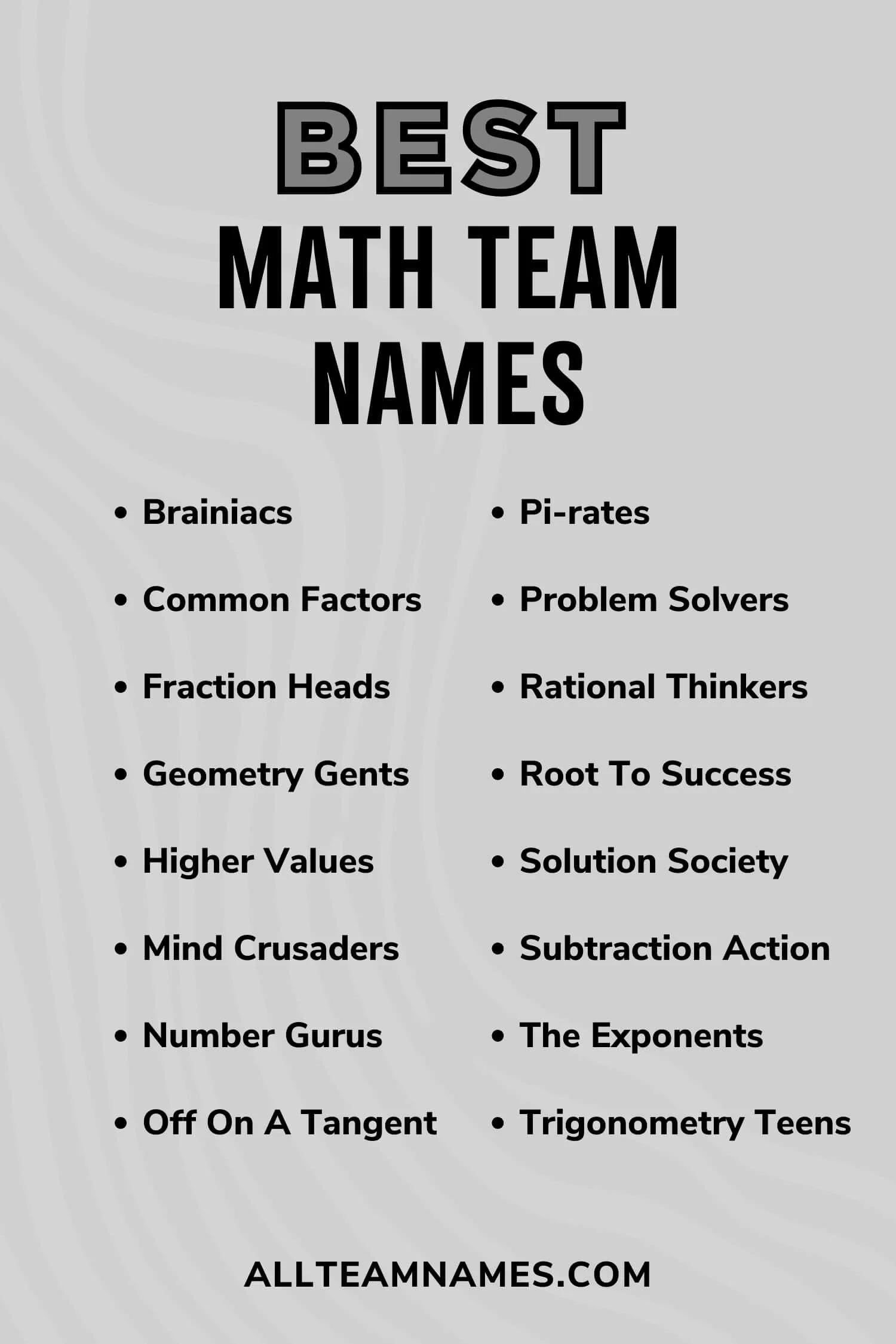 147 Math Names For School Teams, Clubs & Competitions