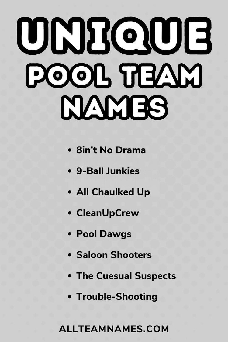 305 Funny Pool Team Names For Leagues & Tournaments