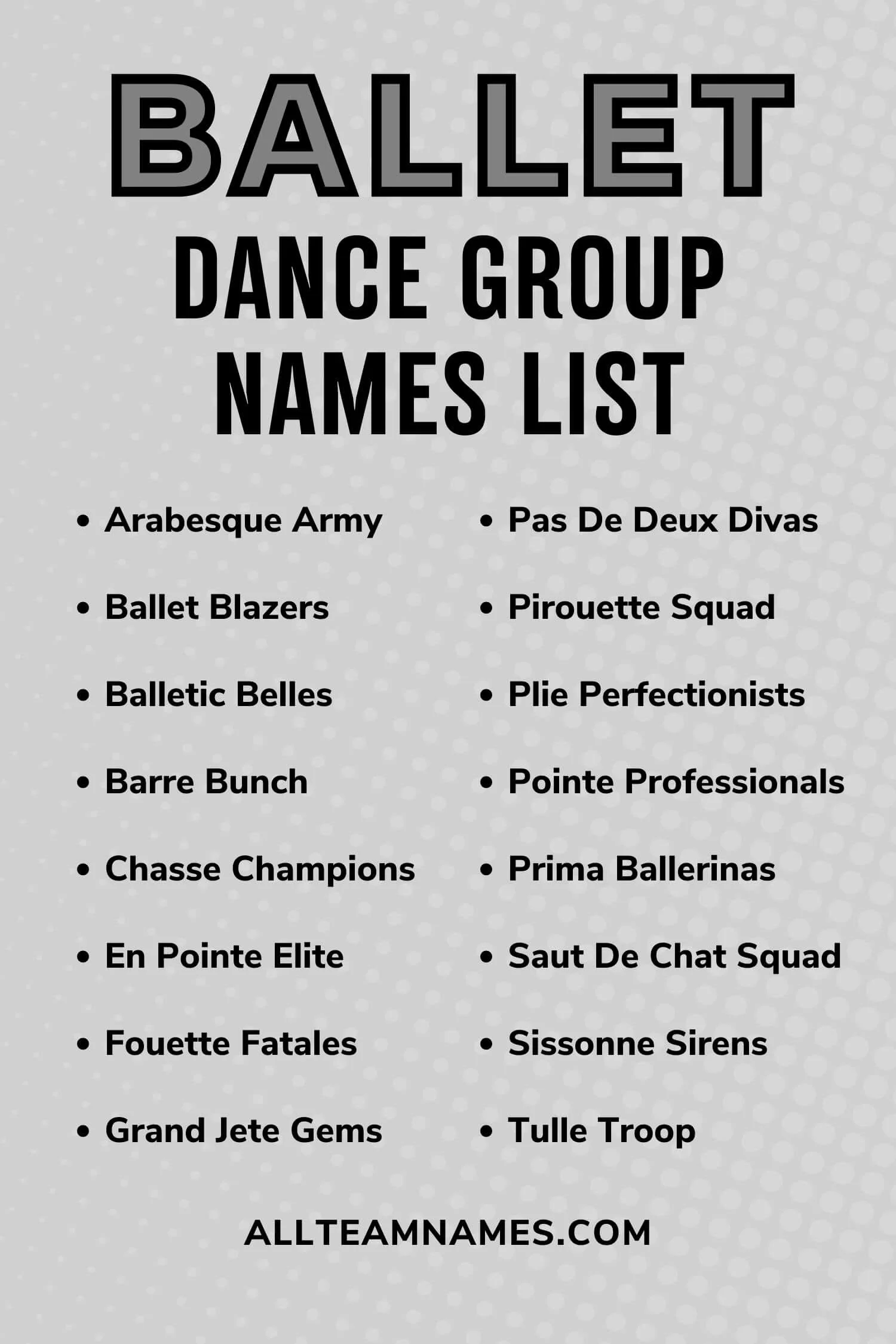 271 Dynamic Group Names For Dance Teams