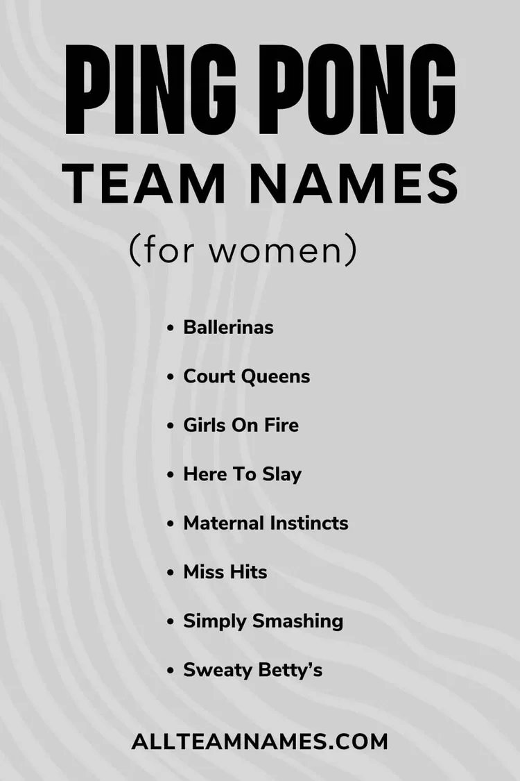 207 Smashing Ping Pong Team Names