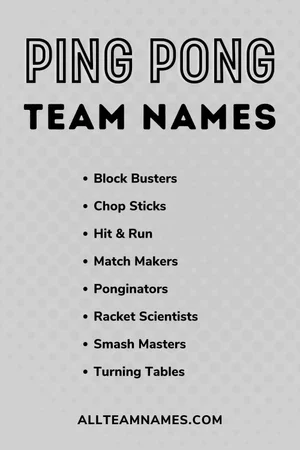 207 Smashing Ping Pong Team Names