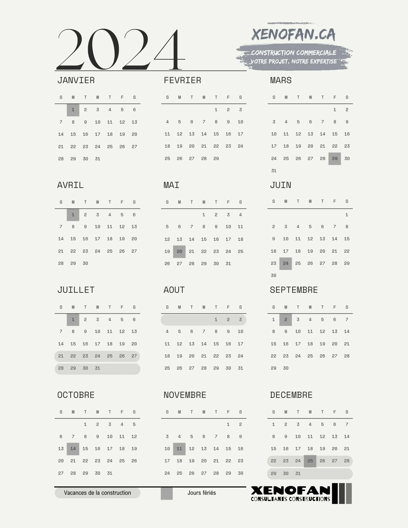 Les Congés et Vacances de la Construction au Québec cette année ...