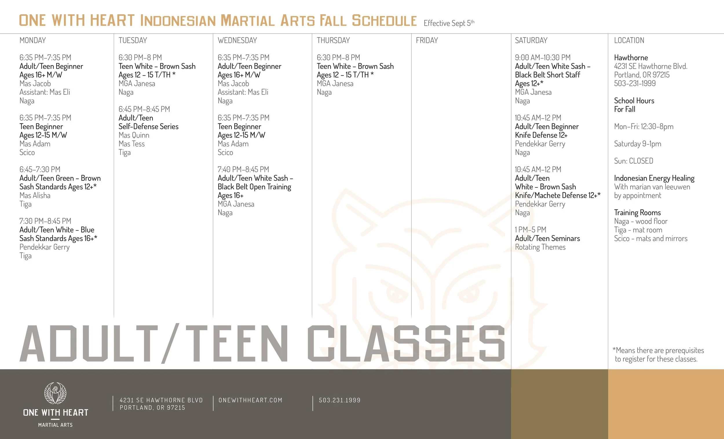 Schedule — One With Heart