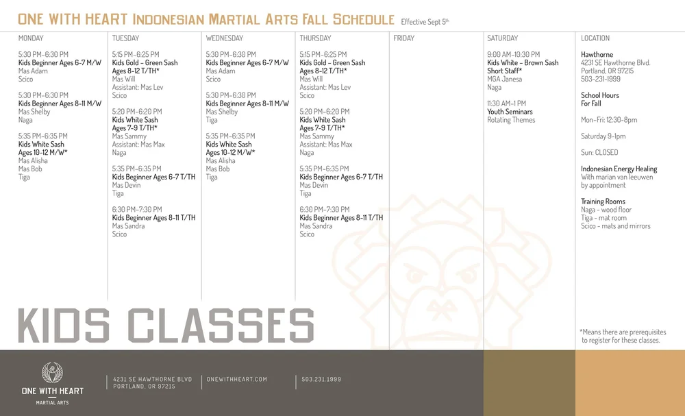 Schedule — One With Heart