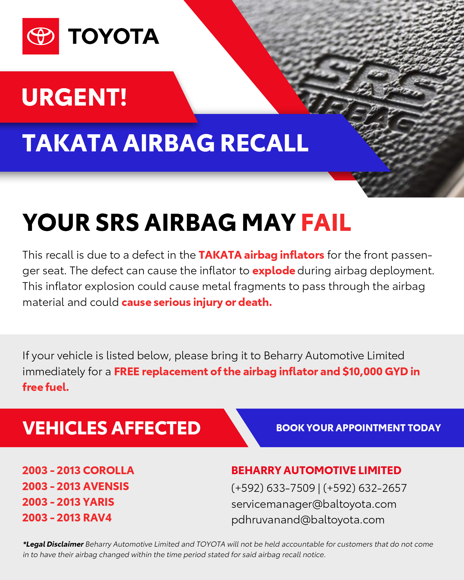 Takata Airbag Recall — BAL Toyota