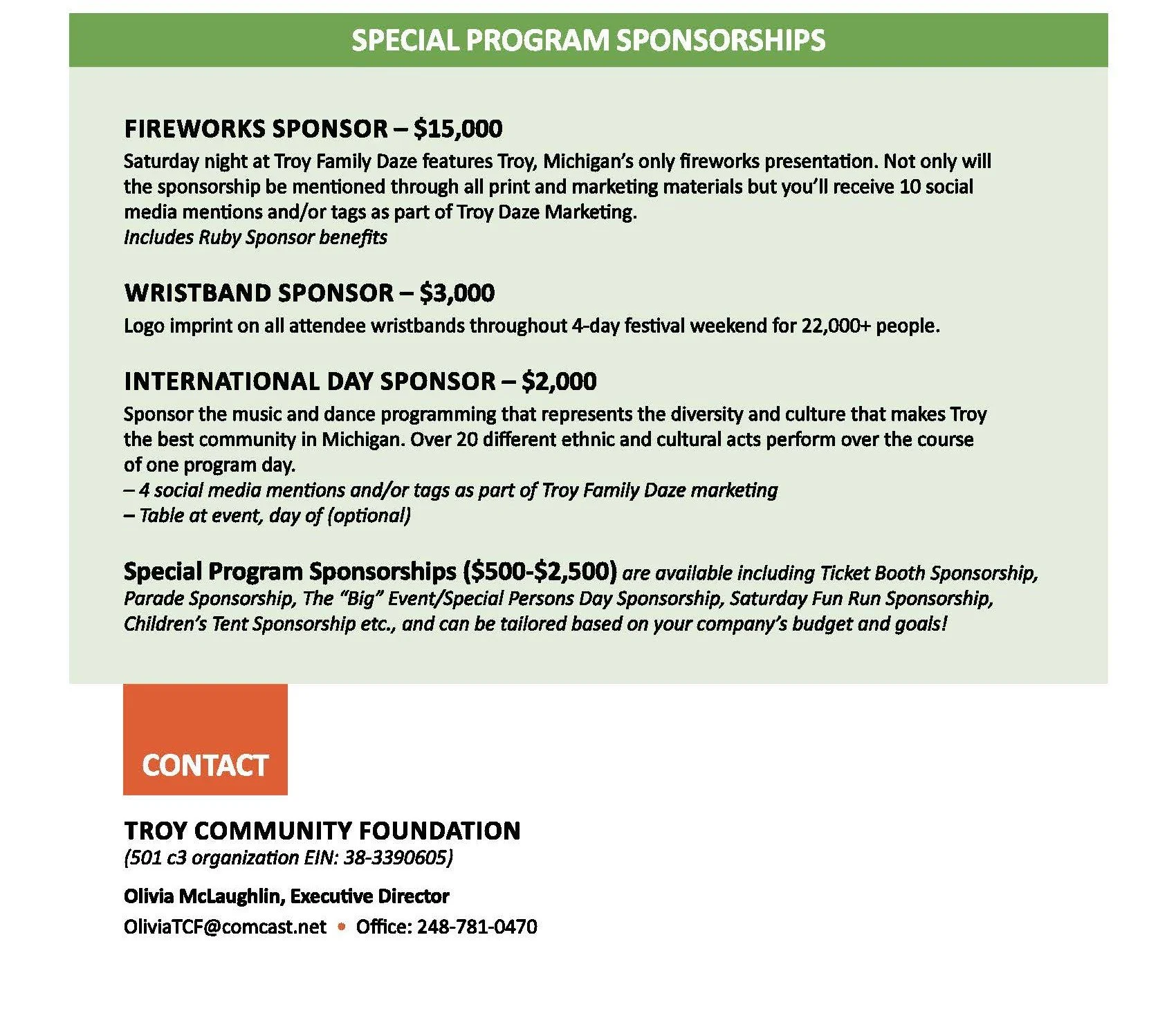 Sponsors — Troy Family Daze