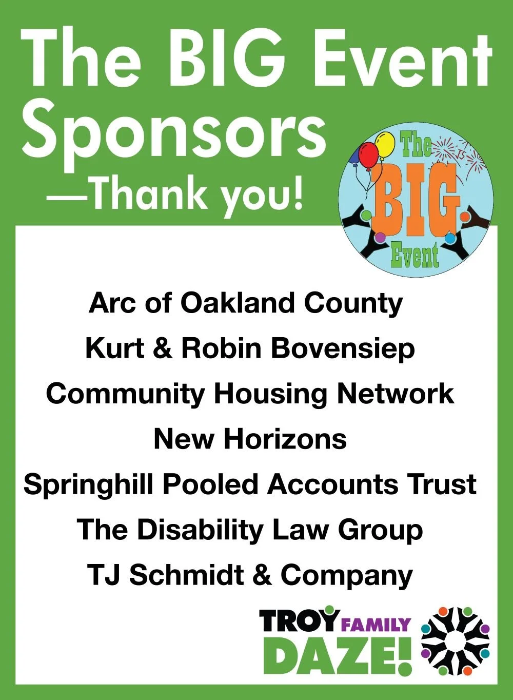 Sponsors — Troy Family Daze