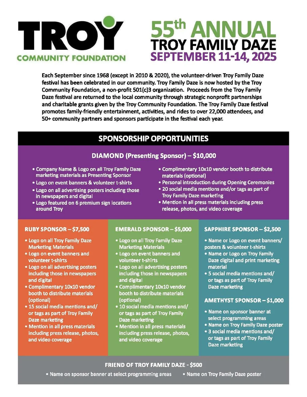 Sponsors — Troy Family Daze