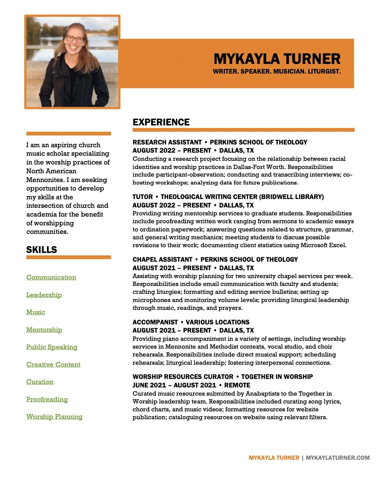 Resume/CV — Mykayla Turner