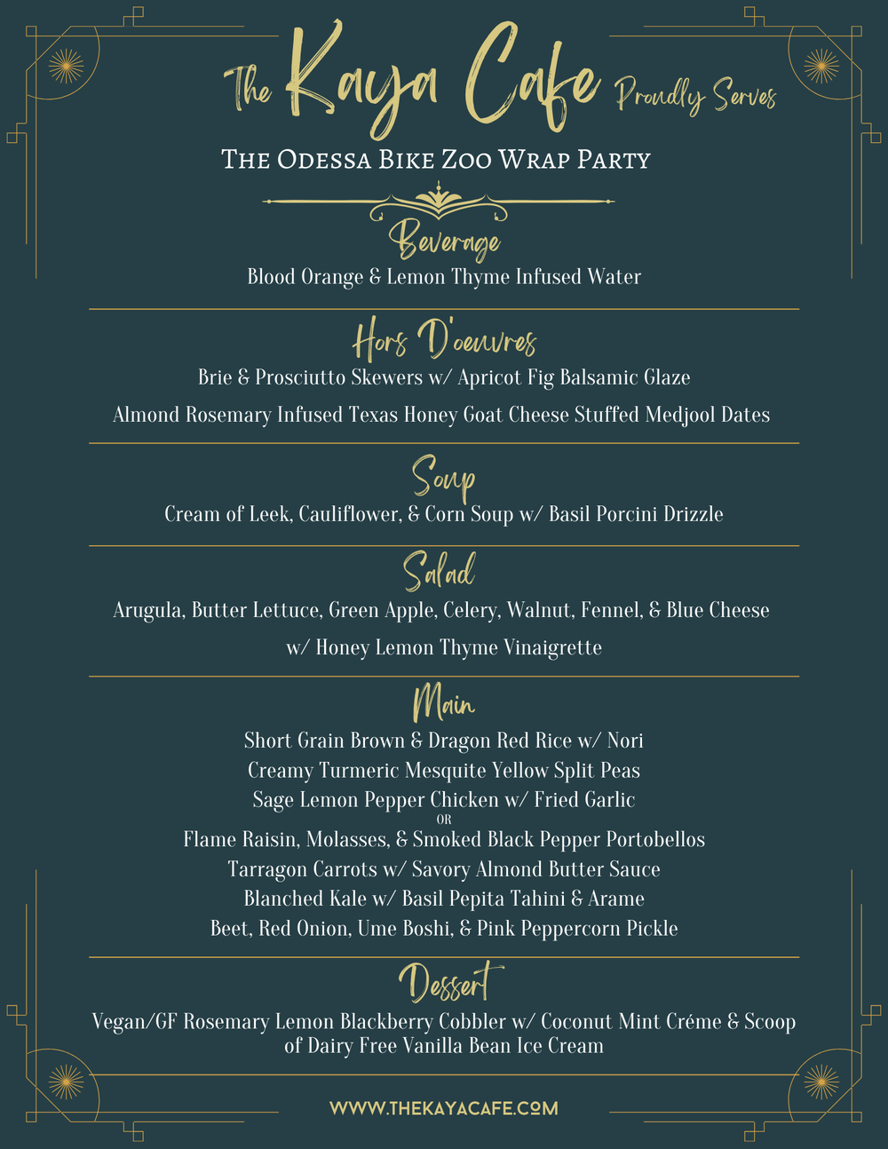 SAMPLE MENUS — The Kaya Cafe