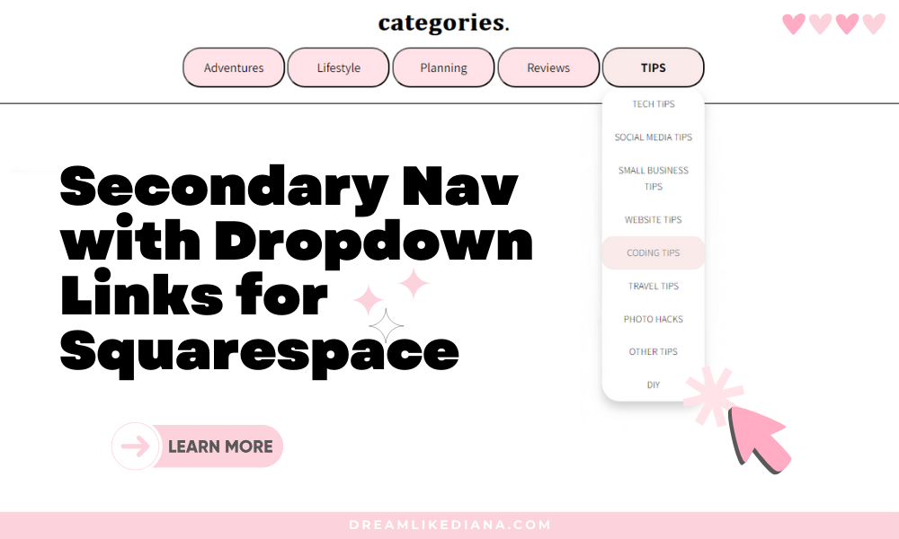 How to Create & Customize a Secondary Navigation Menu with Dropdown Links on Squarespace ...