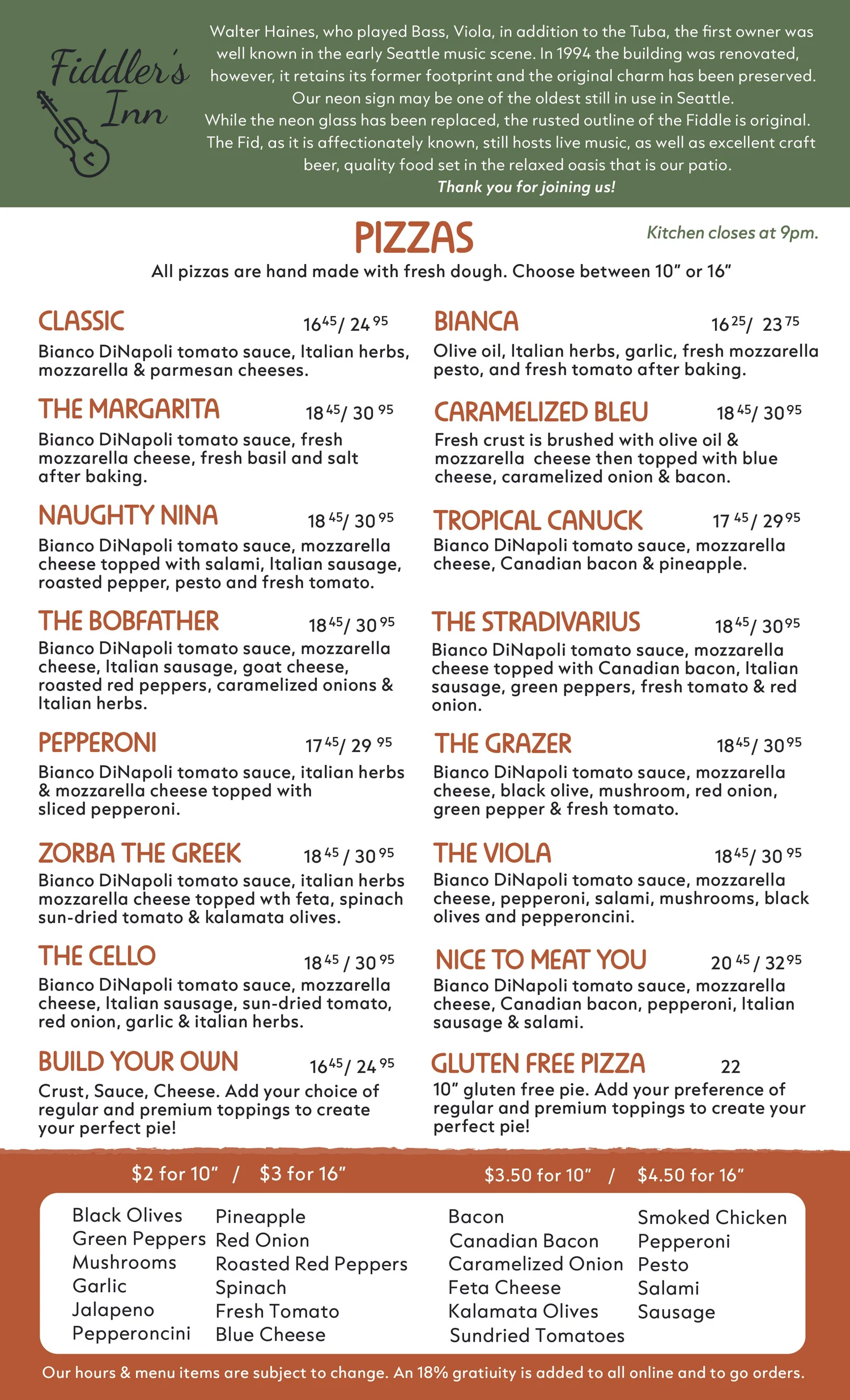 Menu | Discover Delicious Dishes - Order Online Today — Fiddler's Inn