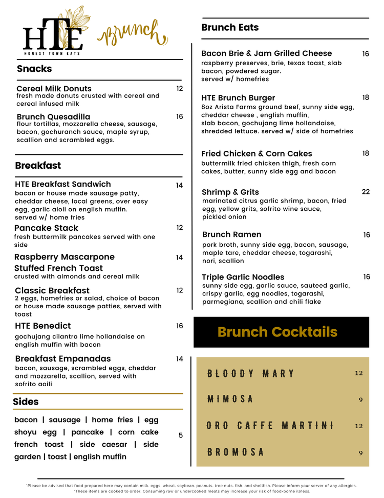 Menu — Honest Town Eats