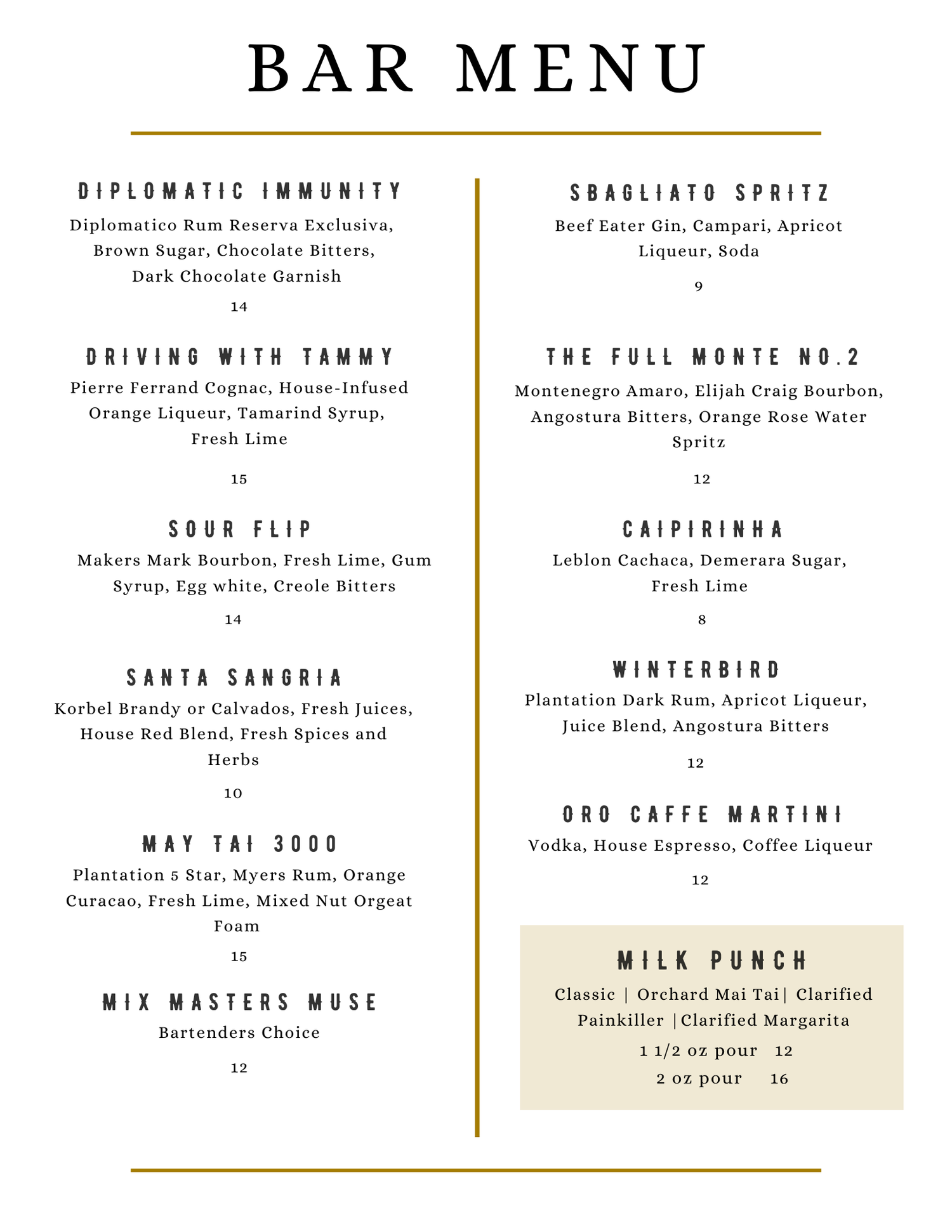 Menu — Honest Town Eats