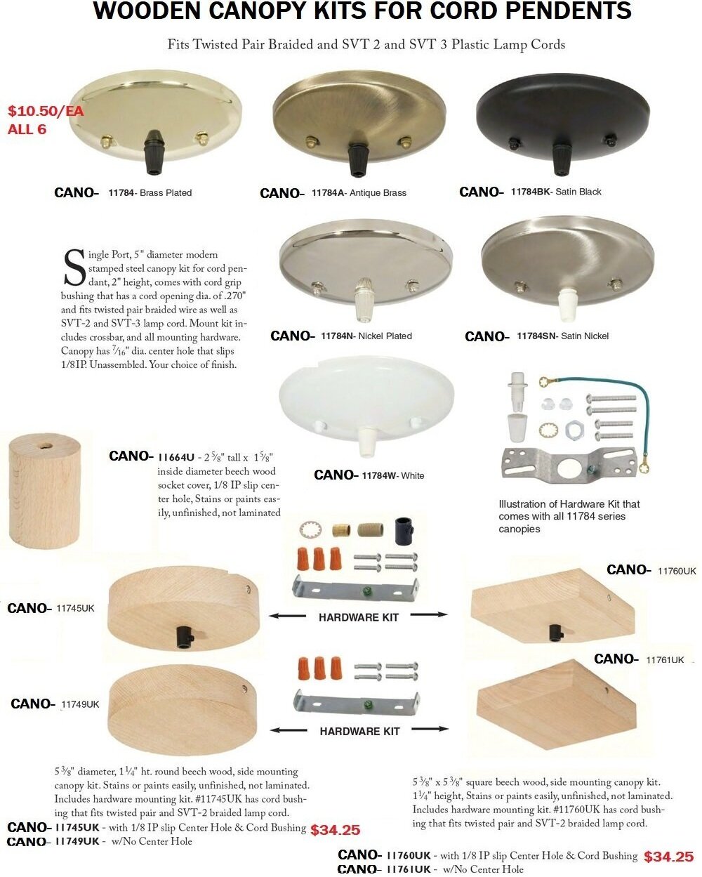 Ceiling Light Canopies | Lamp Repair | Lamp Parts | Lamp Shades | Barn ...