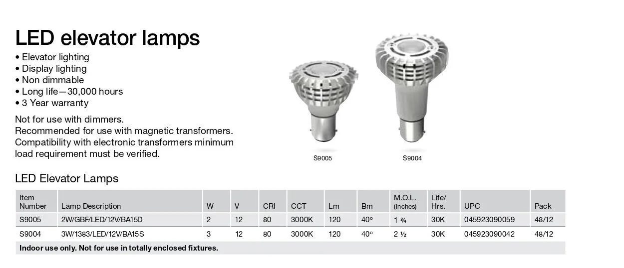 ELEVATOR LED BULBS | Lamp Repair | Lamp Parts | Lamp Shades | Barn ...