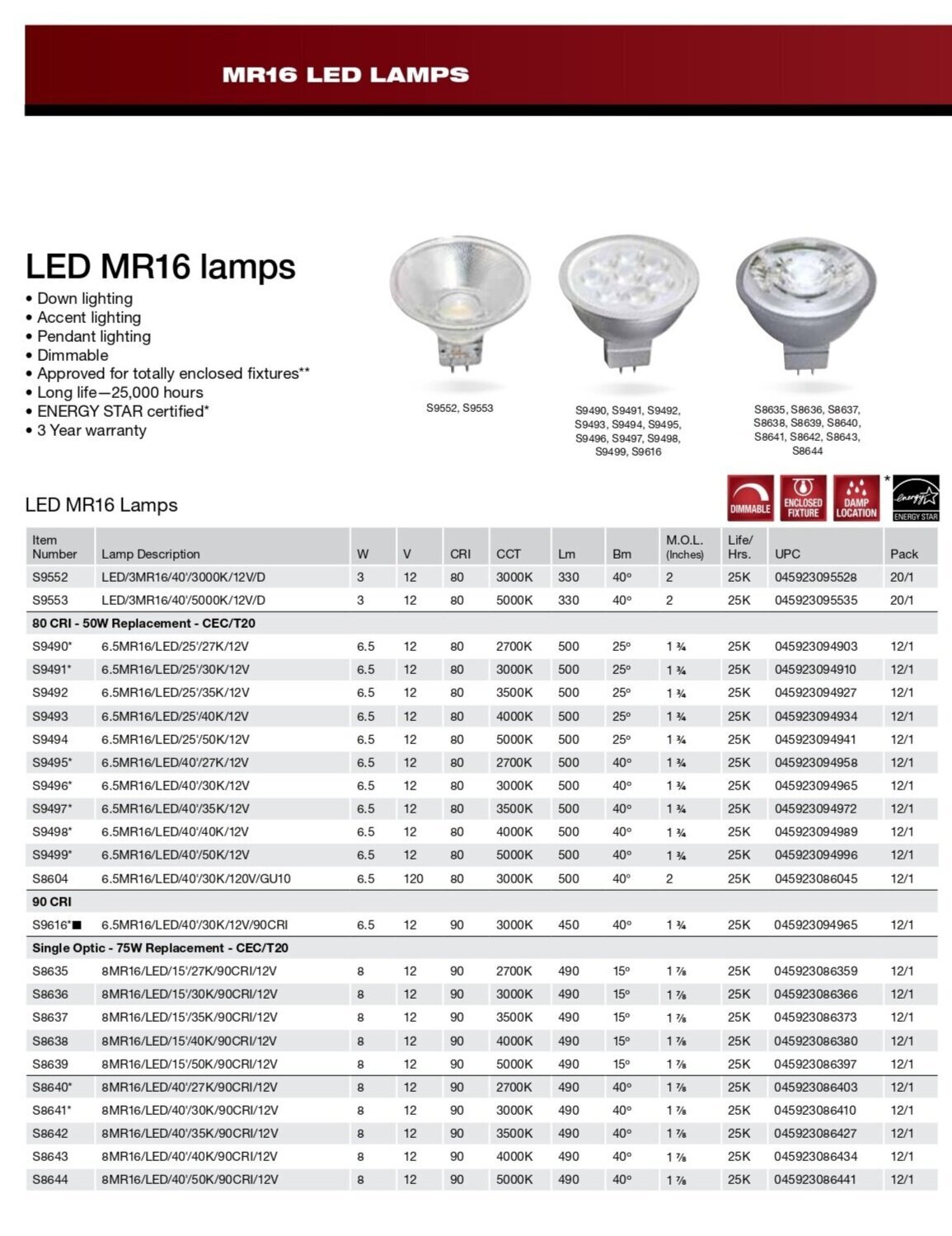 LED MR16, GU10, MR11, E26 MR16 BULBS | Lamp Repair | Lamp Parts | Lamp ...