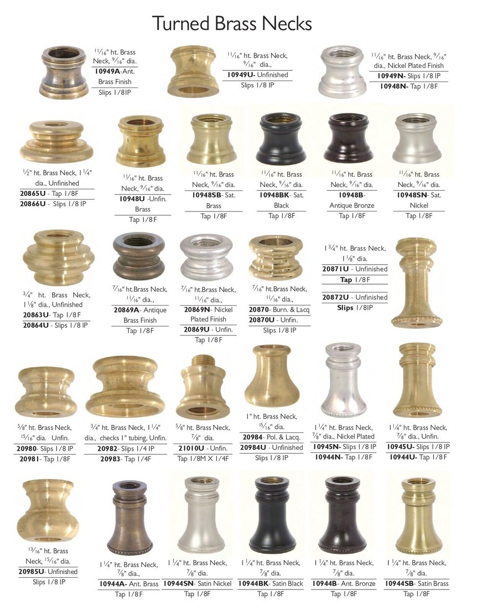 Lamp Necks / Spacers / Spindles | Lamp Repair | Lamp Parts | Lamp ...