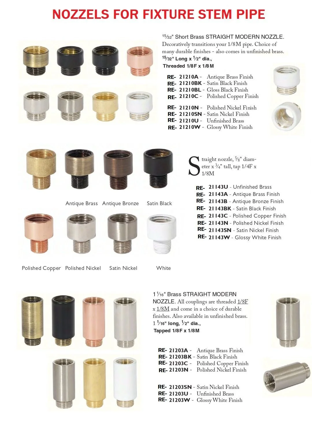 Lamp Couplings / Nozzles / Reducers | Lamp Repair | Lamp Parts | Lamp ...