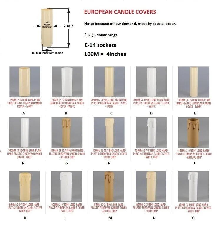 Candle Sleeves | Lamp Repair | Lamp Parts | Lamp Shades | Barn Lights ...