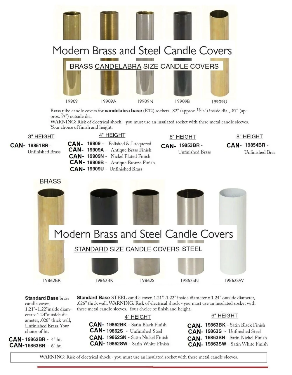 Candle Sleeves | Lamp Repair | Lamp Parts | Lamp Shades | Barn Lights ...